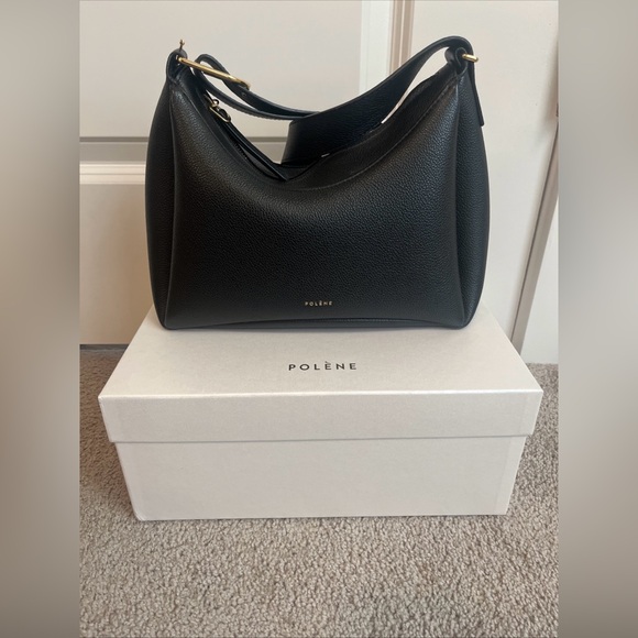 Polene | Bags | Polene Umi Black Gold Leather Shoulder Bag With Box And ...